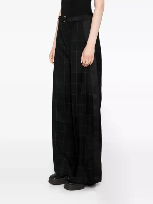 Sacai Check-pattern Wide-leg Trousers