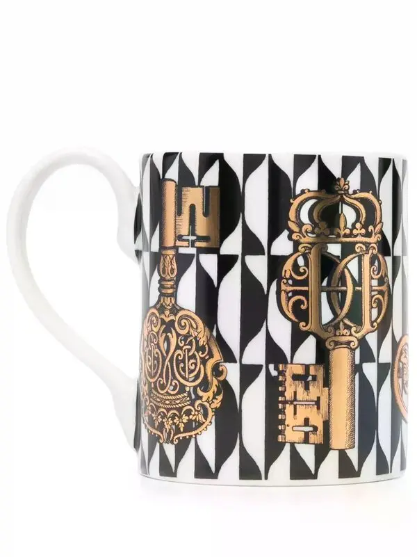 FORNASETTI Chiavi Printed Mug - Black