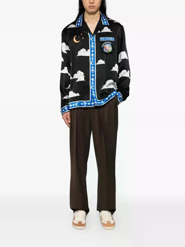 Casablanca Long-sleeved Cuban-collar Shirt