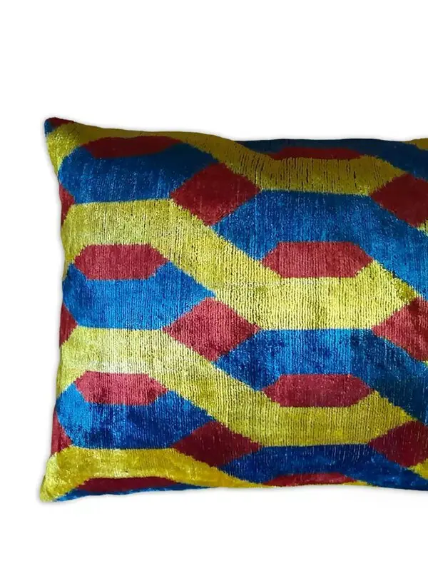 LES-OTTOMANS Geometric-print Velvet Cushion