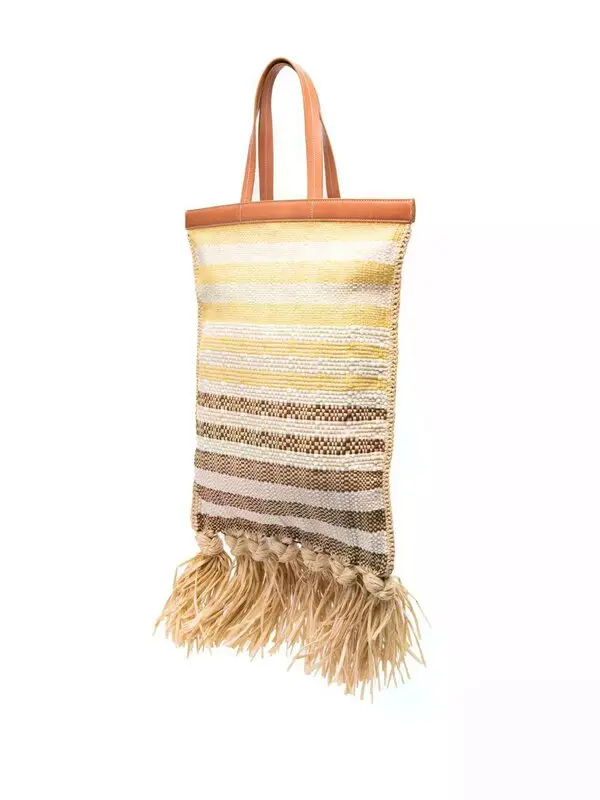 JIL SANDER Striped Woven-raffia Tote Bag