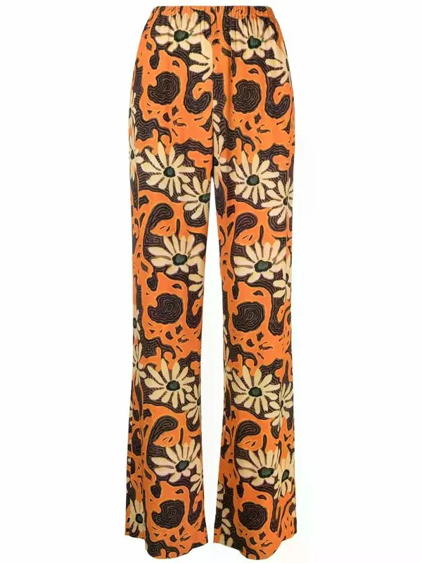 Nanushka Floral Wide-leg Trousers - Orange