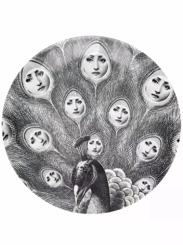 FORNASETTI Peacock Print Plate - Black