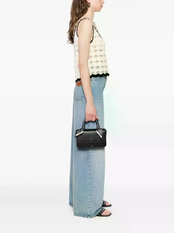 Amiri Bandana-trimmed Leather Handbag - Black