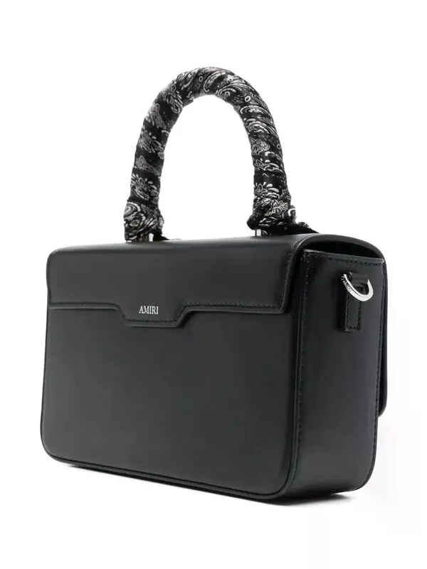Amiri Bandana-trimmed Leather Handbag - Black