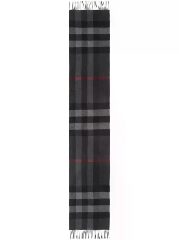Burberry Plaid-check Fringed Cashmere Scarf
