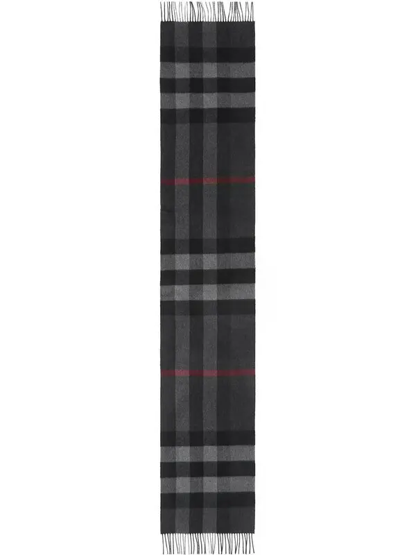 Burberry Plaid-check Fringed Cashmere Scarf