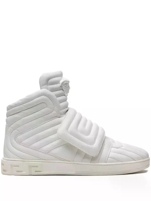 Versace Quilted High-top Sneakers - White
