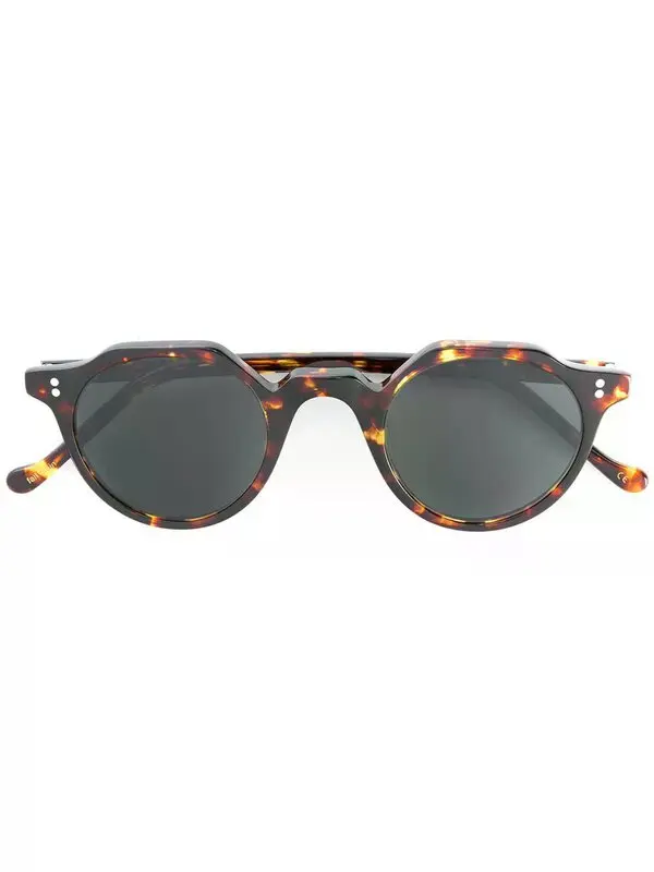 LESCA Tortoiseshell Round Frame Sunglasses