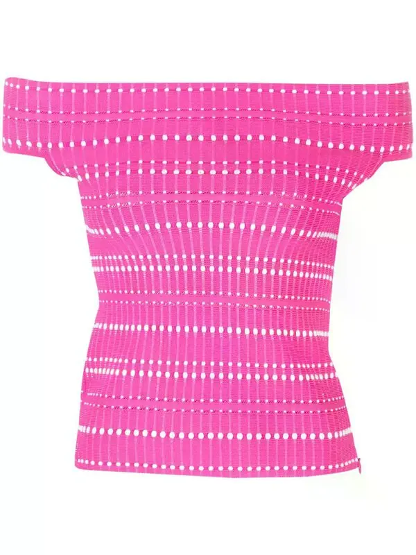 Alexander McQueen Open-knit Off-shoulder Top - Pink