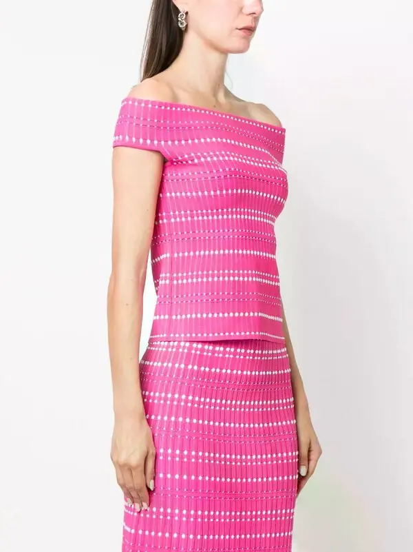 Alexander McQueen Open-knit Off-shoulder Top - Pink