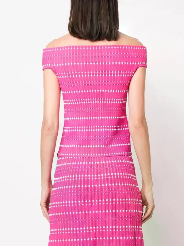 Alexander McQueen Open-knit Off-shoulder Top - Pink