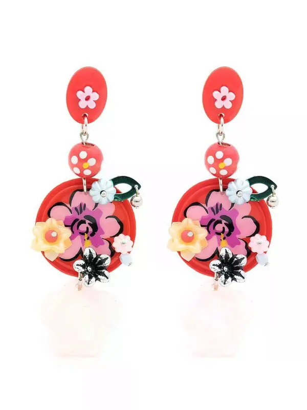 AMIR SLAMA Floral-print Drop Earrings