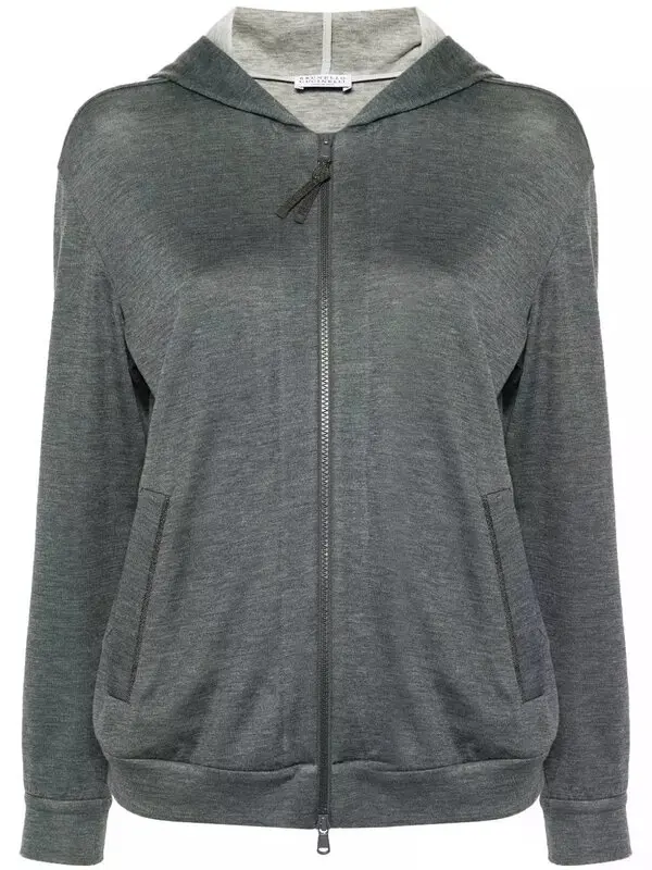 Brunello Cucinelli Monili Detail Hoodie - Grey