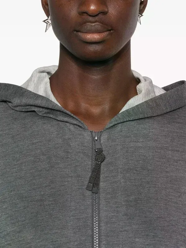 Brunello Cucinelli Monili Detail Hoodie - Grey