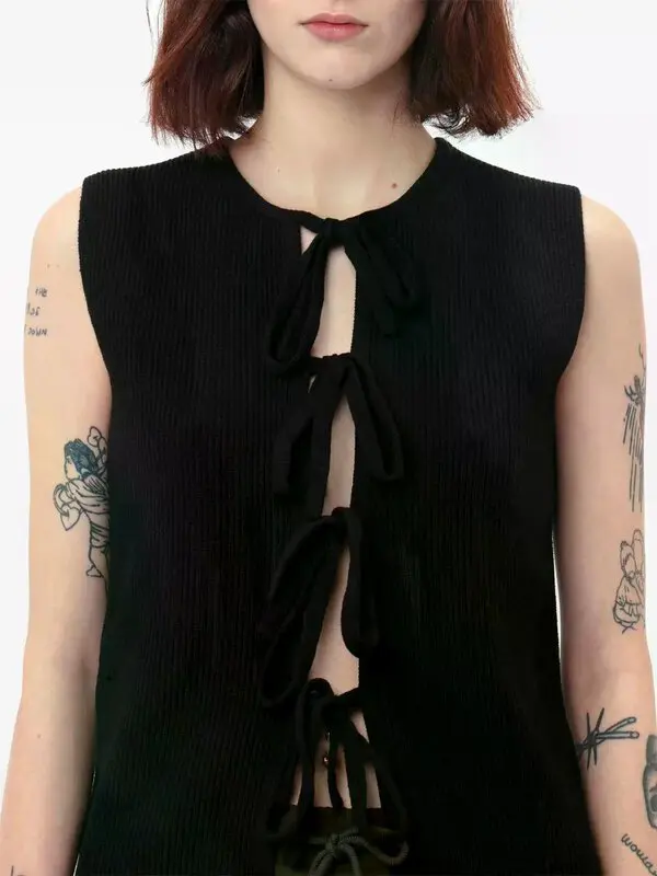 JW Anderson Bow-tie Ribbed Tank Top - Black