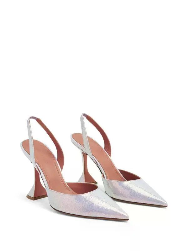 Amina Muaddi Holli 95mm Leather Slingback Pumps