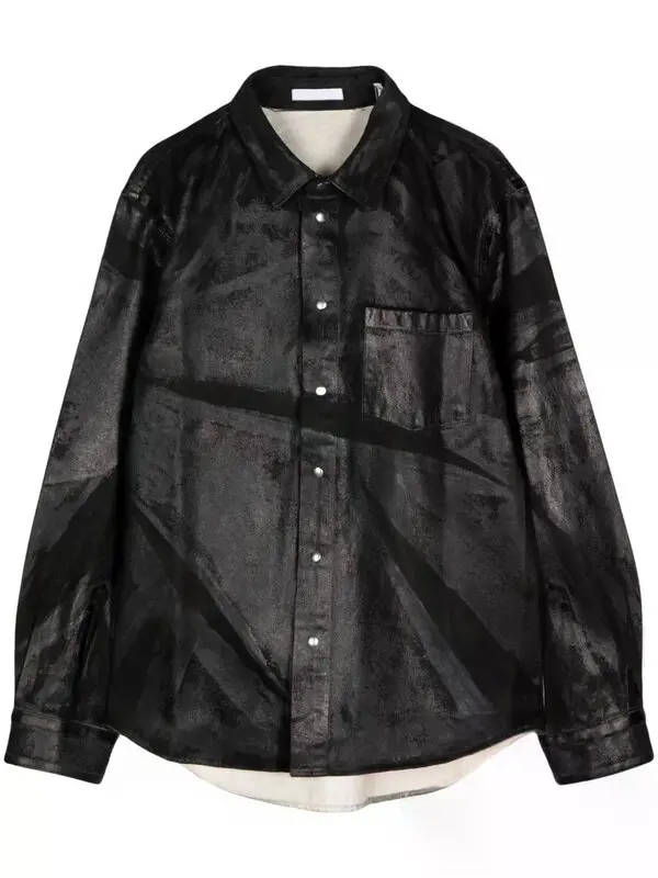 Helmut Lang Foil-print Denim Shirt Jacket
