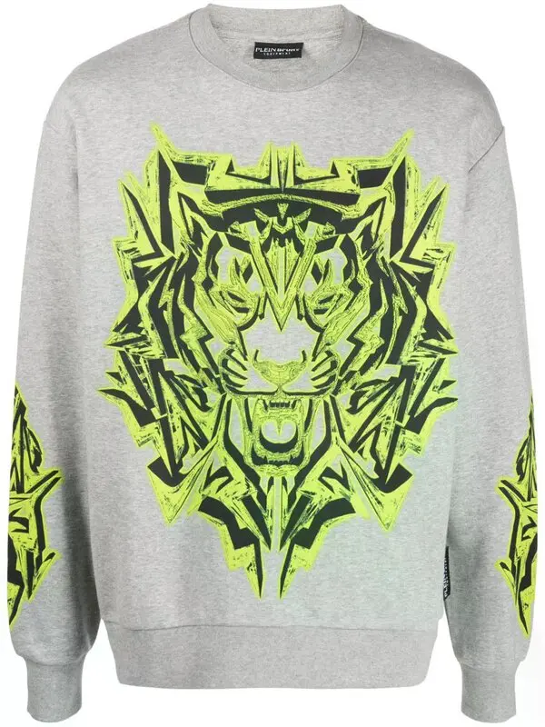 PLEIN SPORT Thunder Tiger Cotton-blend Sweatshirt - Grey