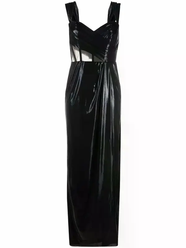 Marchesa Sheer-panel Sleeveless Dress - Black