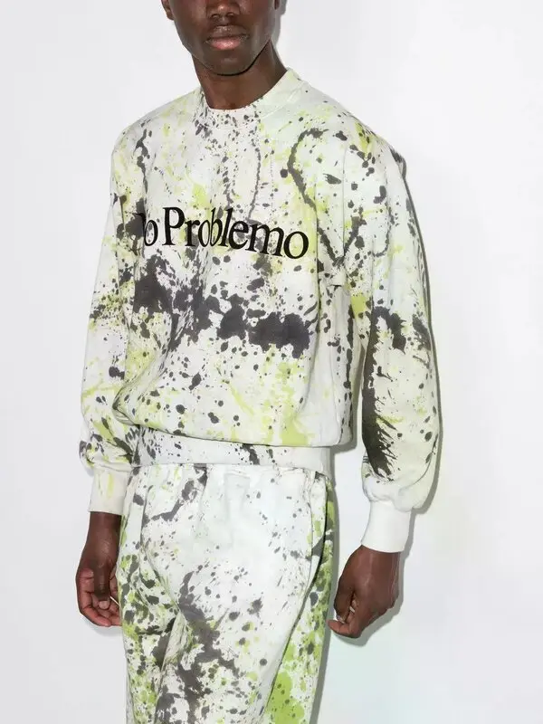 Aries Paint-print Sweatshirt - Neutrals