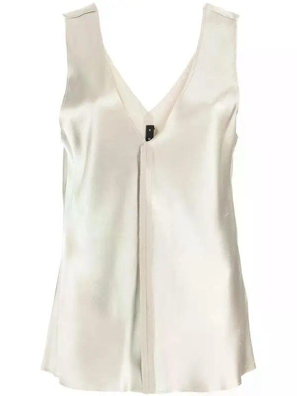 Voz Raw-cut Silk Tank Top - Grey