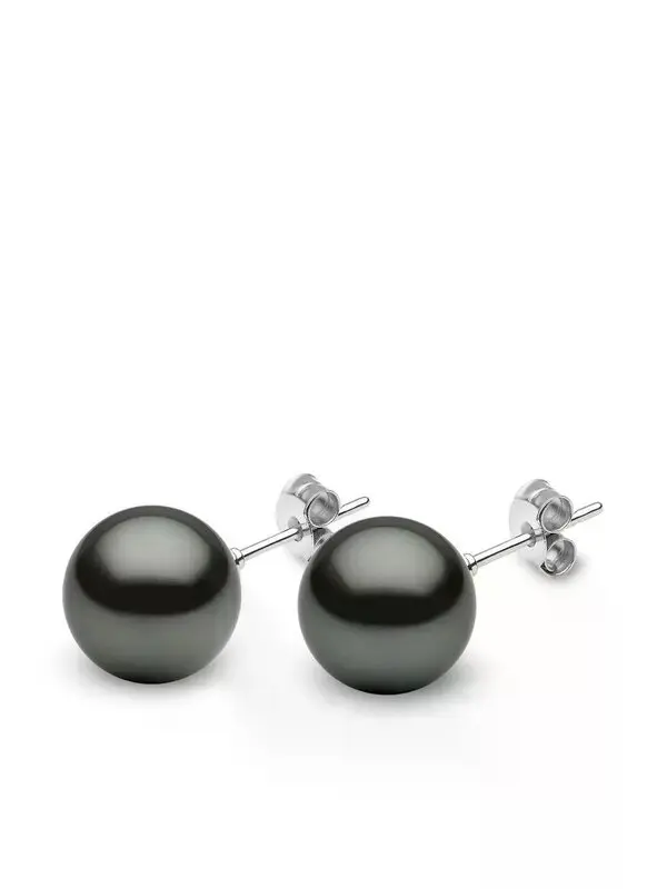 Yoko London 18kt White Gold Tahitian Pearl Stud Earrings - Silver