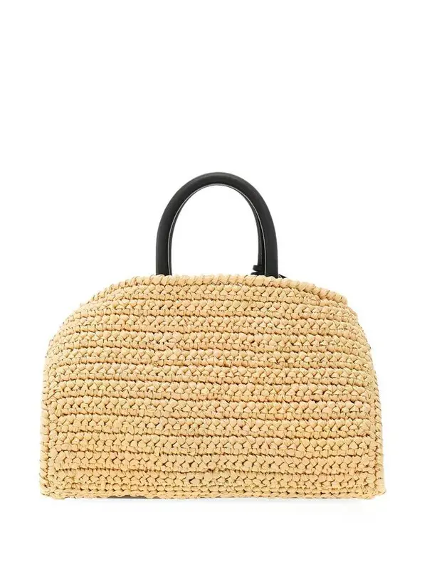 FERRAGAMO Mini Hug Woven Raffia Tote Bag