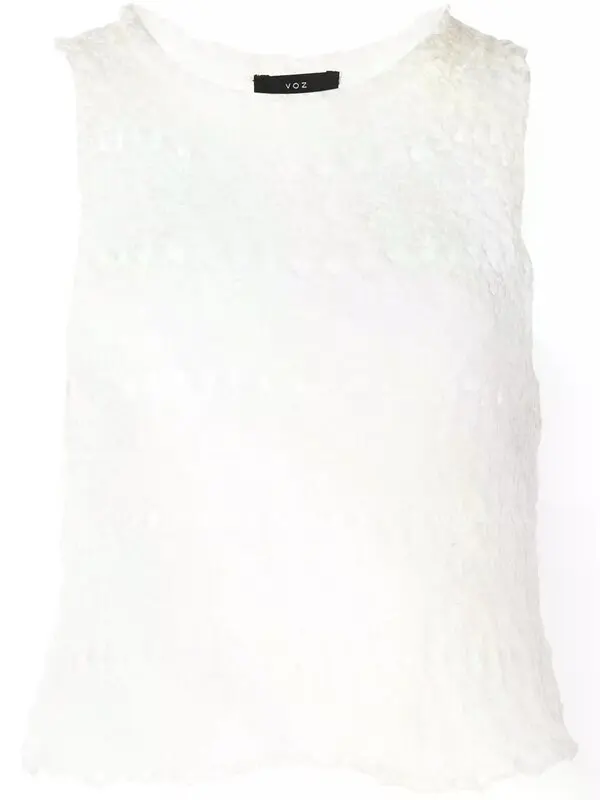 Voz Flammé Knitted Crop Top - White