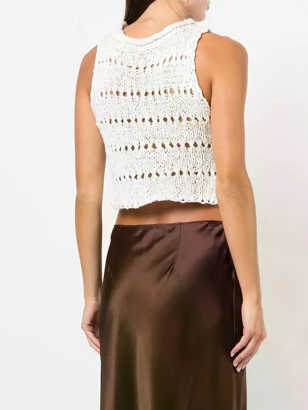 Voz Flammé Knitted Crop Top - White
