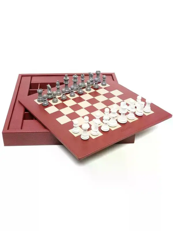 HECTOR SAXE Chessboard Leather Box Set - Red