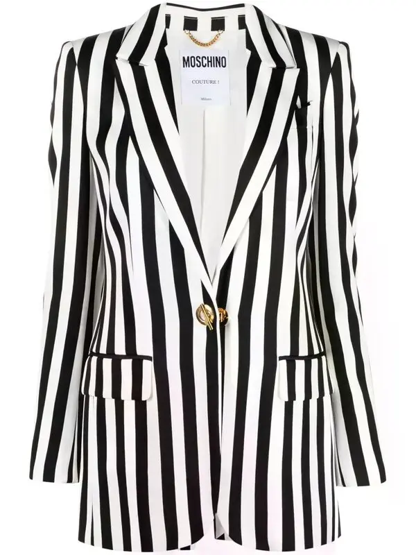 Moschino Striped Satin Blazer - Black