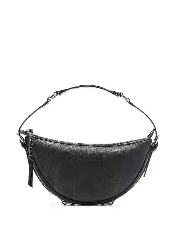 By Far Grained Leather Curved Shoulder Bag