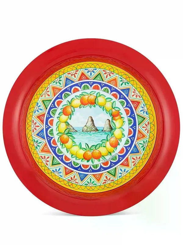 Dolce & Gabbana Carretto-print Metal Tray - Red