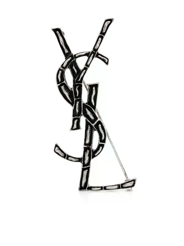 Saint Laurent Cassandre Crocodile Brooch - Silver
