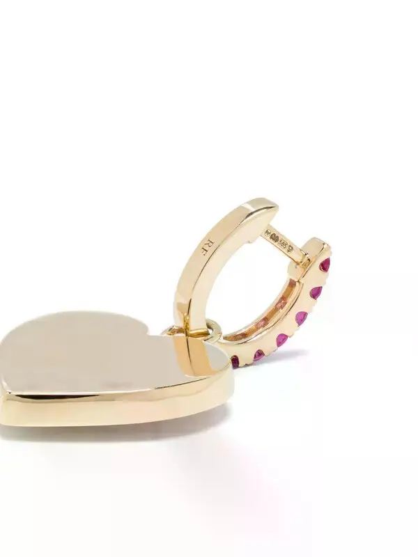 ROXANNE FIRST 14kt Yellow Heart Ruby Huggie Earring