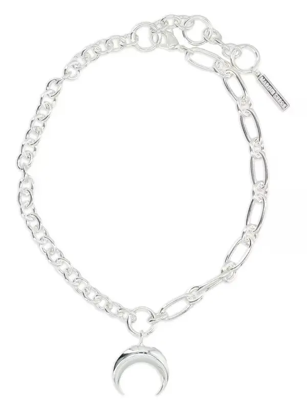 MARINE SERRE Tone Moon Pendant Necklace - Silver