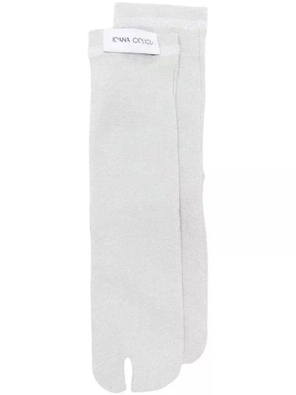 IOANA CIOLACU Sparkle Split Toe Ankle Socks - Silver