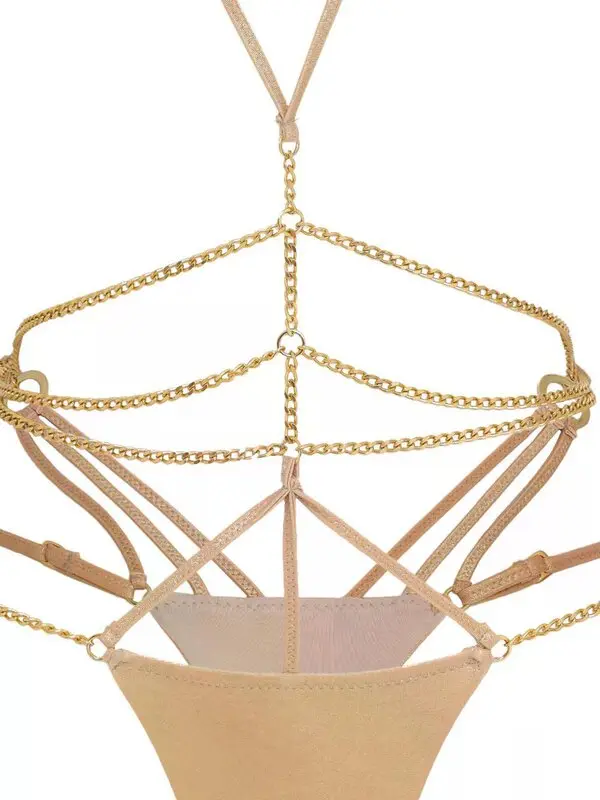 AMIR SLAMA Metallic Bikini With Chain-link Detailing