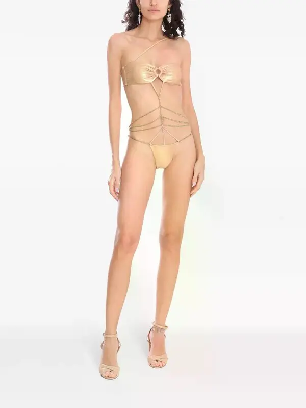 AMIR SLAMA Metallic Bikini With Chain-link Detailing