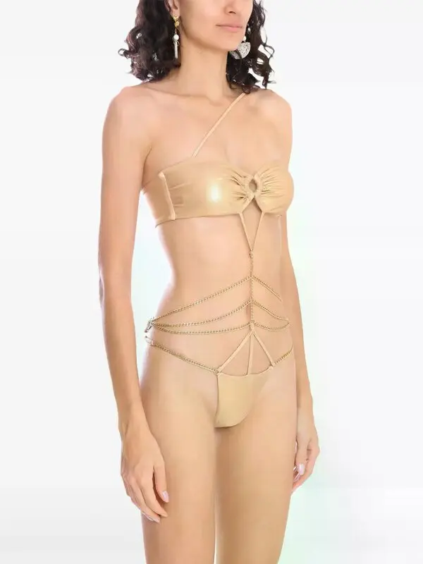 AMIR SLAMA Metallic Bikini With Chain-link Detailing