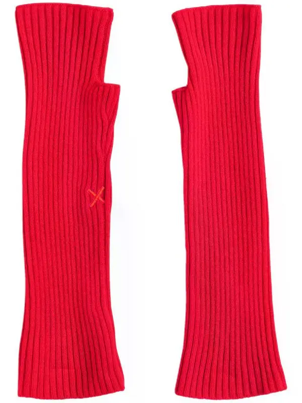 Chinti & Parker Ribbed Wool-cashmere Fingerless Gloves - Red
