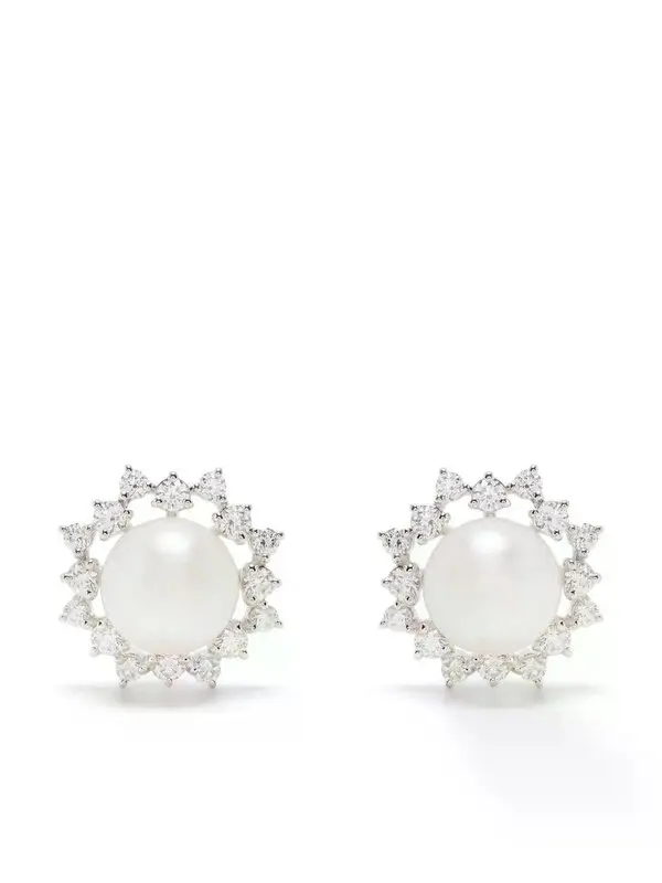 TASAKI 18kt White Gold Akoya Pearl And Diamond Earrings - Silver