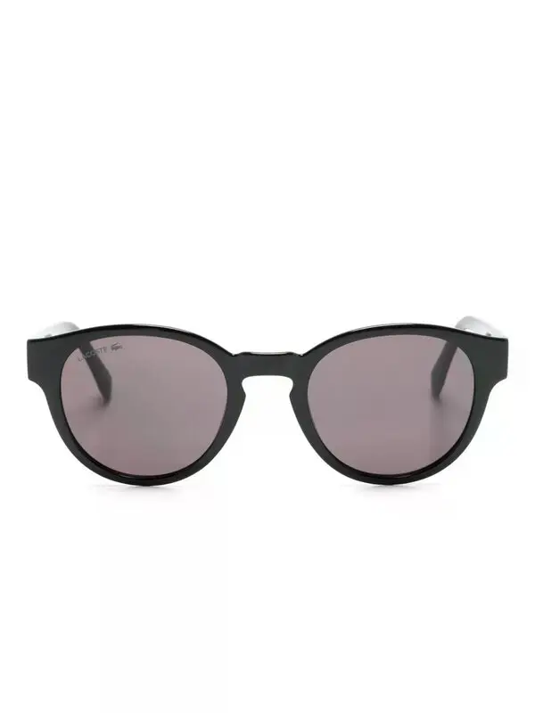 Lacoste Logo-engraved Round-frame Sunglasses - Black