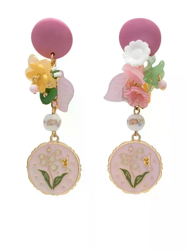 AMIR SLAMA Floral-appliqué Drop Earrings - Multicolour