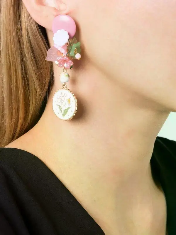 AMIR SLAMA Floral-appliqué Drop Earrings