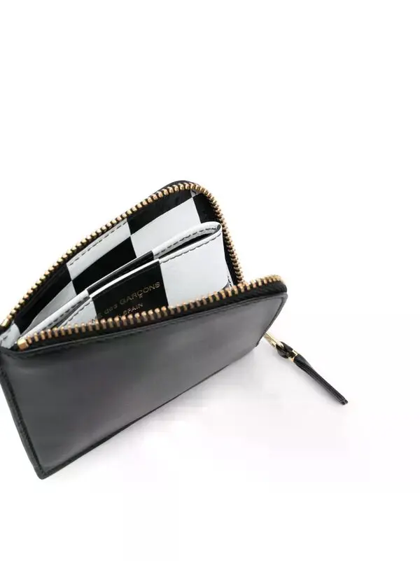 Comme Des Garçons Leather Wallet With Checkerboard Lining
