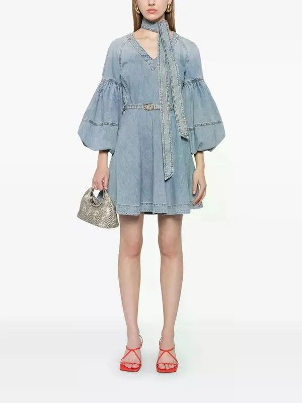 Zimmermann Tie-neck Denim Mini Dress