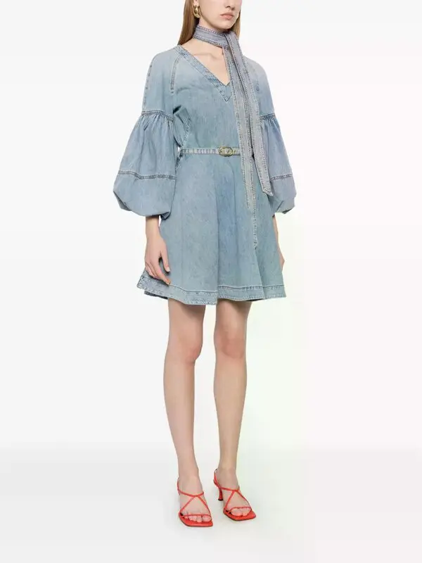 Zimmermann Tie-neck Denim Mini Dress