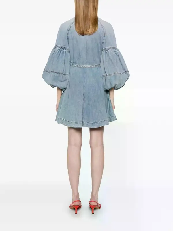 Zimmermann Tie-neck Denim Mini Dress
